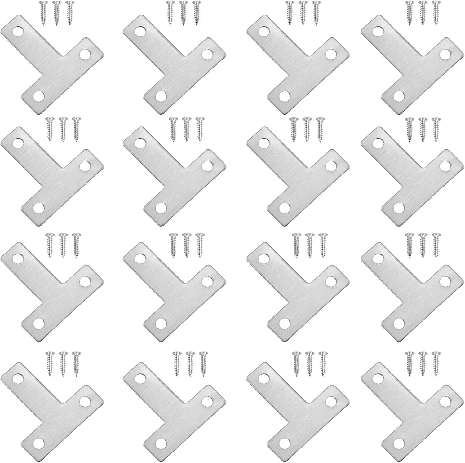 16Pcs Stainless Steel T Brackets, 40x40mm Flat T Corner Bracket, T ...