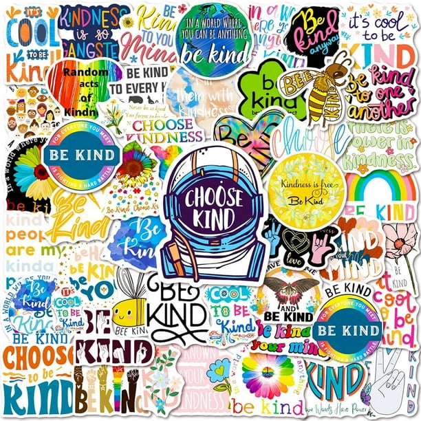 50Pcs Be Kind Stickers Pack, Inspirational Quote, Motivational Saying ...