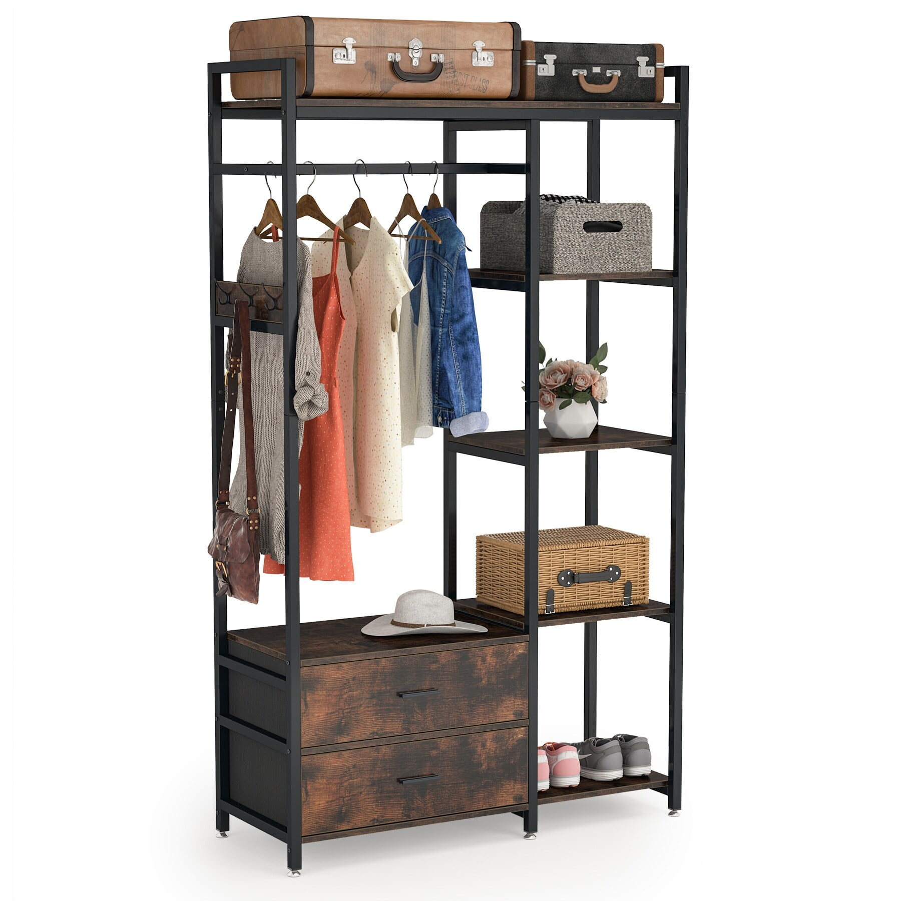 70.87" Garment Rack Heavy Duty Clothes Rack Free Standing Closet ...