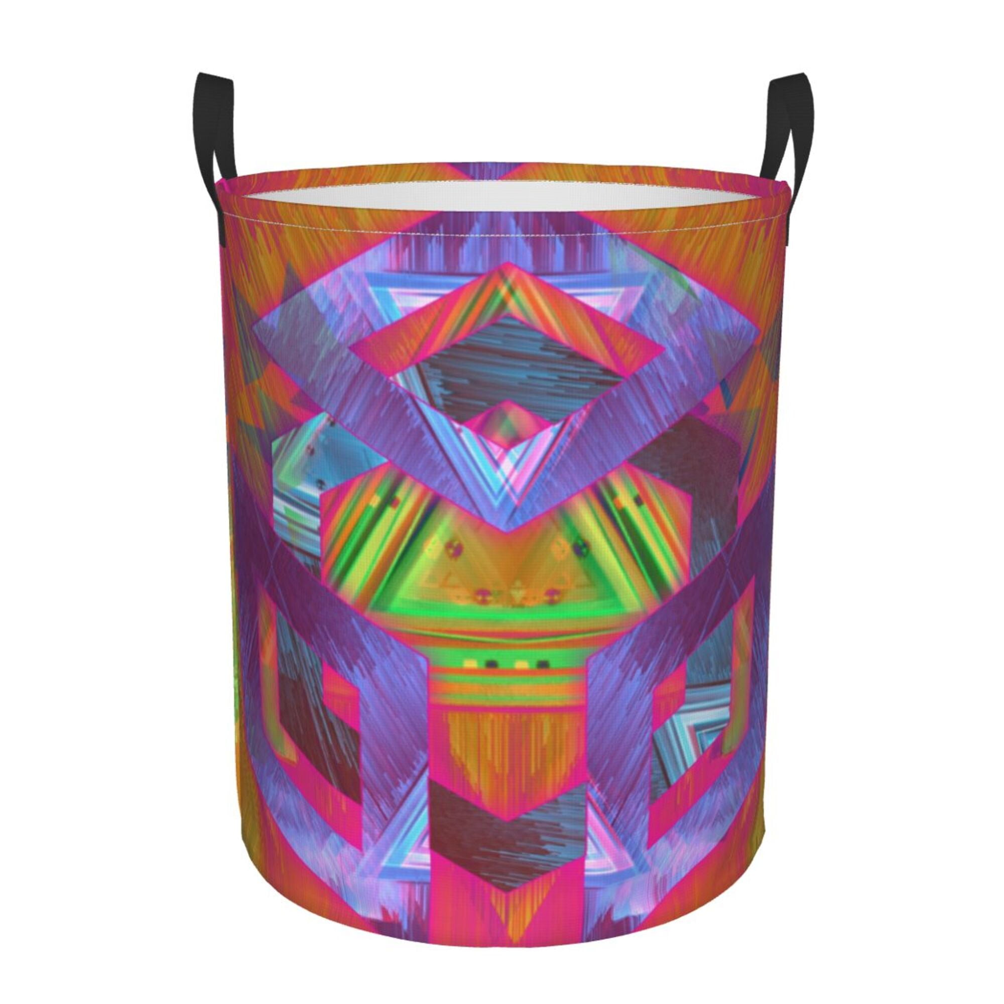 XMXY Round Laundry Basket Organizer, Modern Glitch Grunge Distortion ...