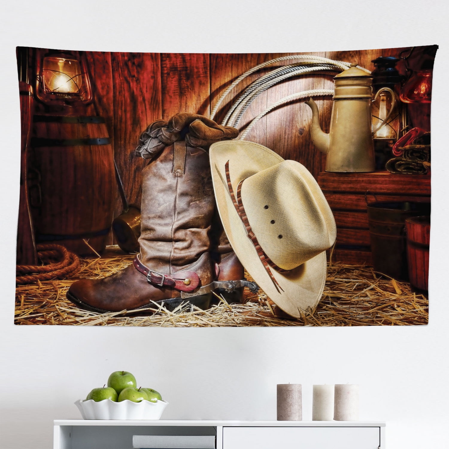 Western Tapestry, American West Themed Photograph Focused on Boots in ...