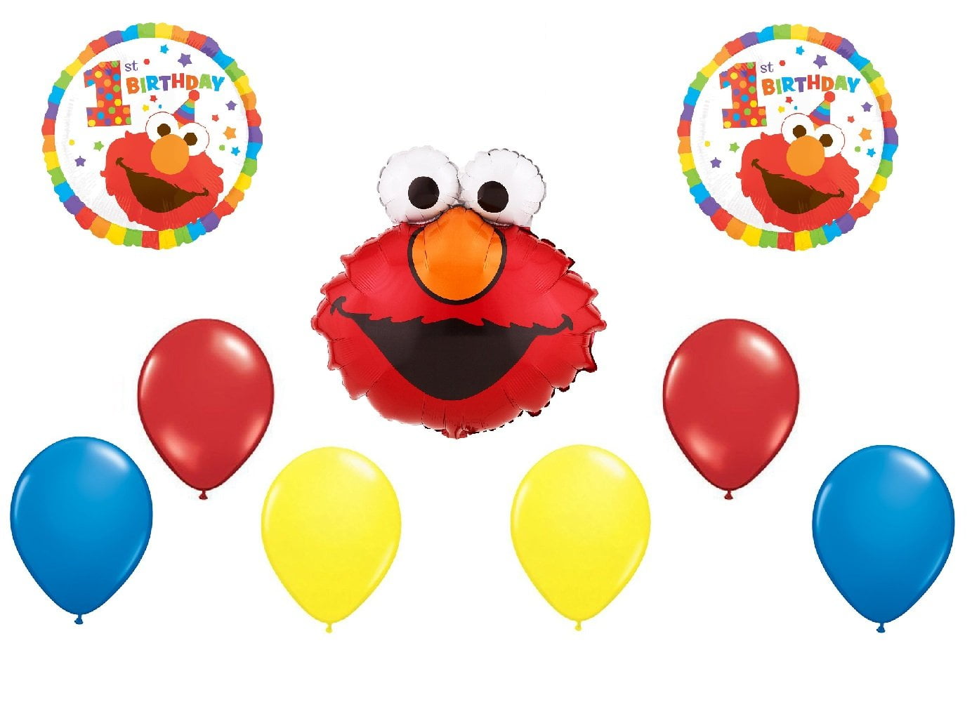 Sesame Street ELMO 9 Piece 1st Birthday Decoration Supplies Mylar and ...
