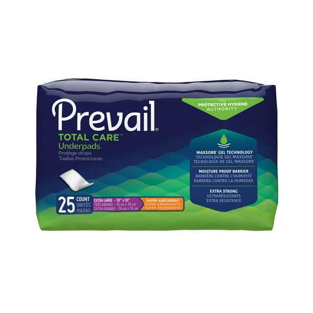 Prevail Total Care Disposable Underpad Heavy Absorbency Polyester 30X30 ...