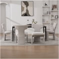 4-Piece Armless Dining Chair Set in Beige Chenille, Modern Farmhouse ...