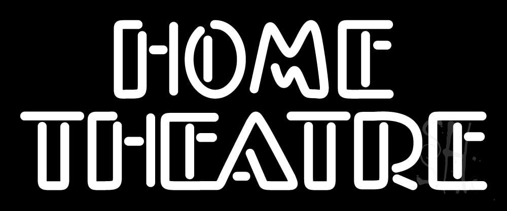 Home Theatre LED Neon Sign 10" Tall x 24" Wide - inches Black Square ...
