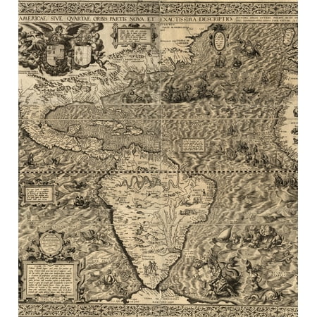 1562 Map Of North And South America By Spaniard History (18 x 24 ...