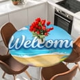 Coastal Beach Round Tablecloth 45-54 Inch Round Fitted Table Cloth with ...
