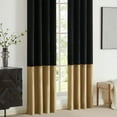 Black Gold Color Block Window Curtains Panels 96 Inches Long Velvet ...