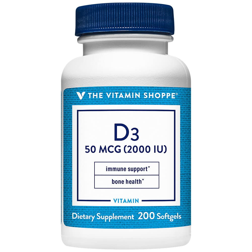 Complementa la vitamina D3 de The Vitamin Shoppe con 2000 UI y 200 cápsulas blandas | Bodega ...