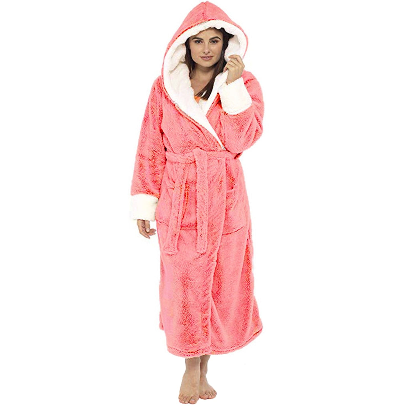 Click here for Clearance! Hontri Robes Women Winter Plush Lengthe... prices