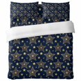Abstract Star on Navy Blue Queen Size Bed Set,Yellow Stars Seamless ...