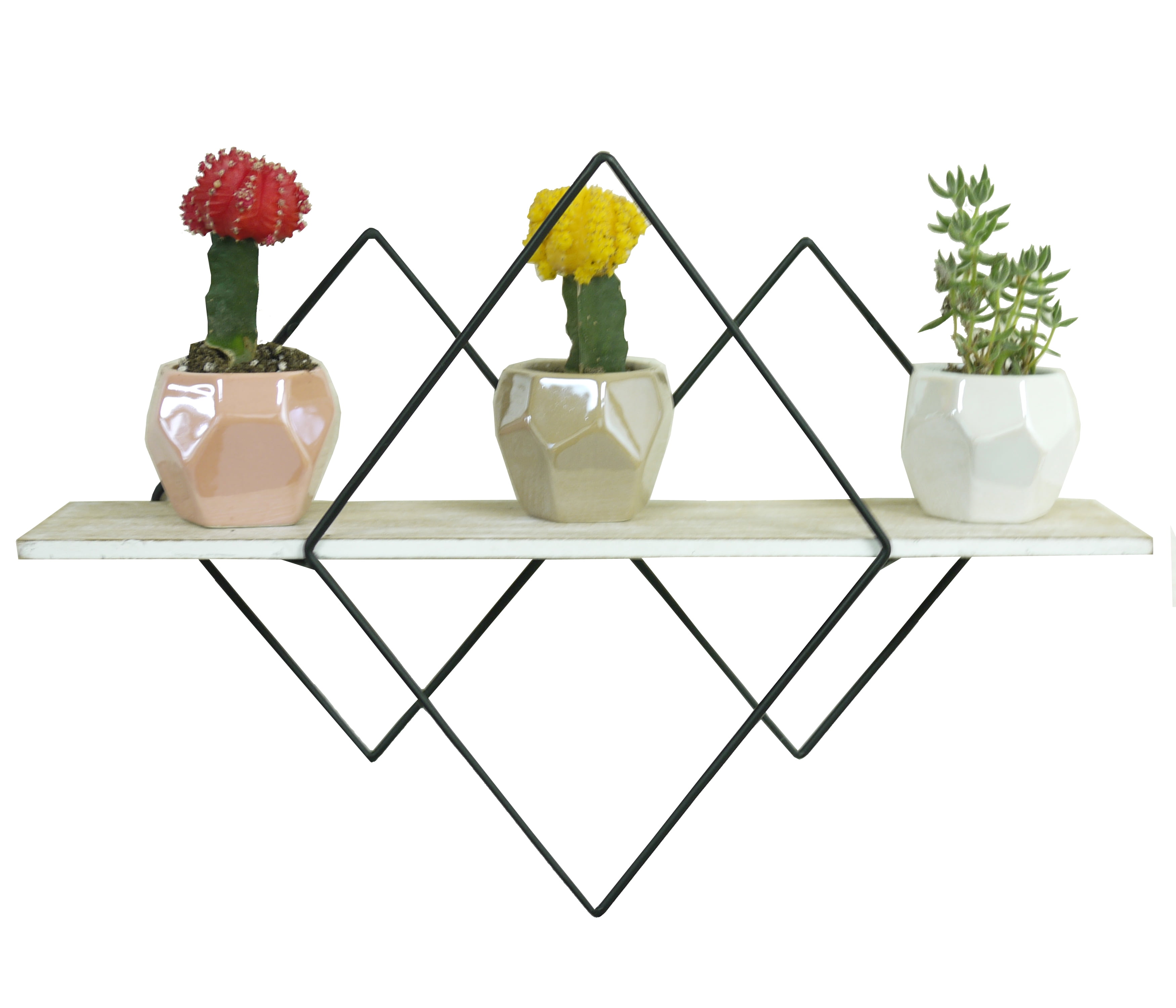 Geometric Floating Shelf Wall Mounted, Wood Storage Shelf Handmade ...