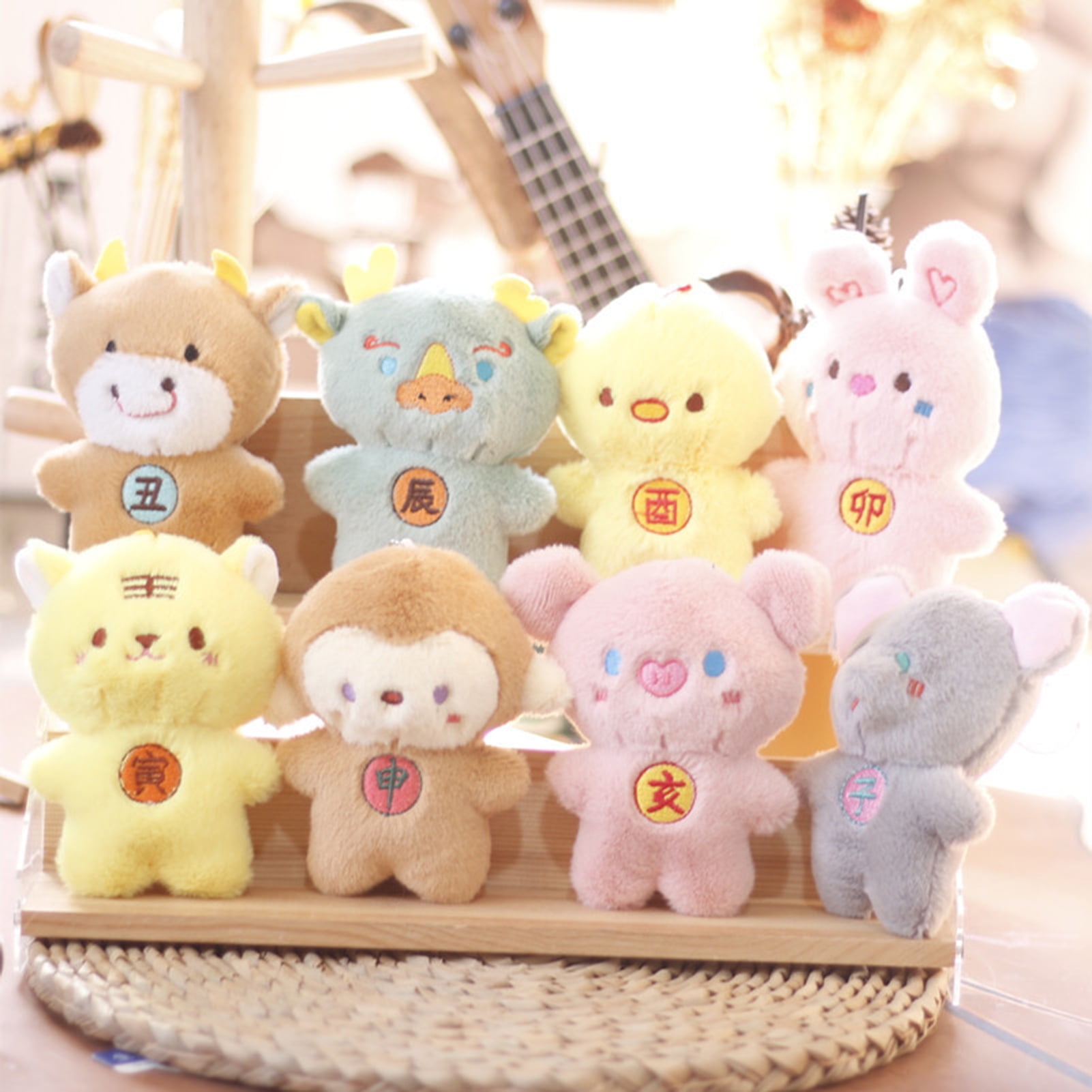 Hesroicy 11cm Animal Plush Pendant Cute Rabbit Tiger Monkey Puppy Pig ...