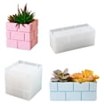 Amketima Brick Wall Silicone Mold Concrete Cement Pot Molds with Wooden ...