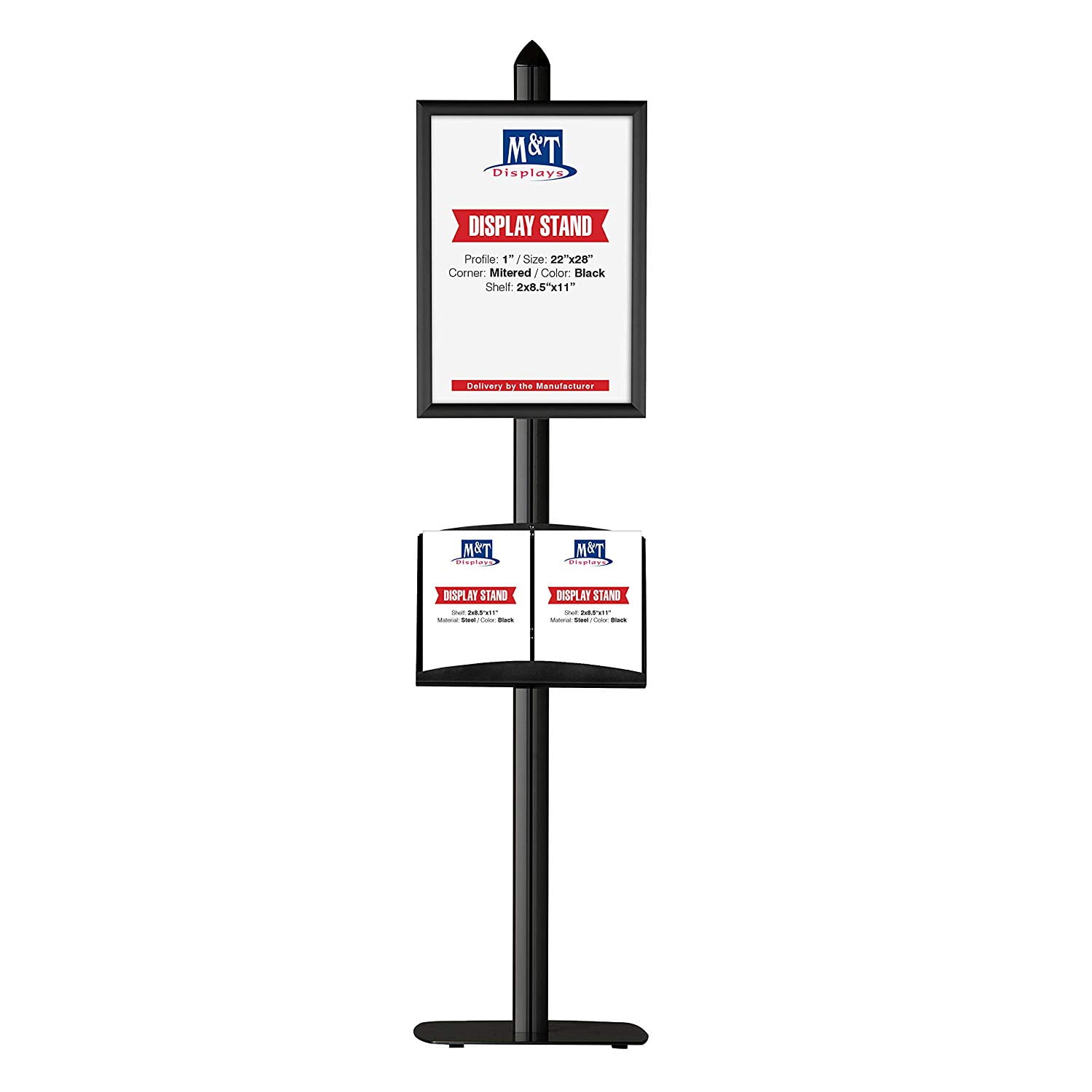 M&T Displays Free-Standing Poster Display Stand with Literature Rack ...
