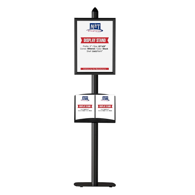 M&T Displays Free-Standing Poster Display Stand with Literature Rack ...