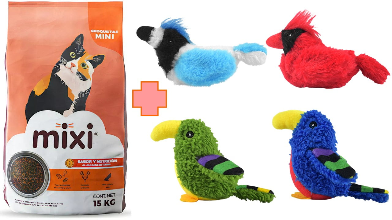 Alimento para gato Mixi 15 kg + 1 juguete sonido de ave con catnip | Walmart en línea