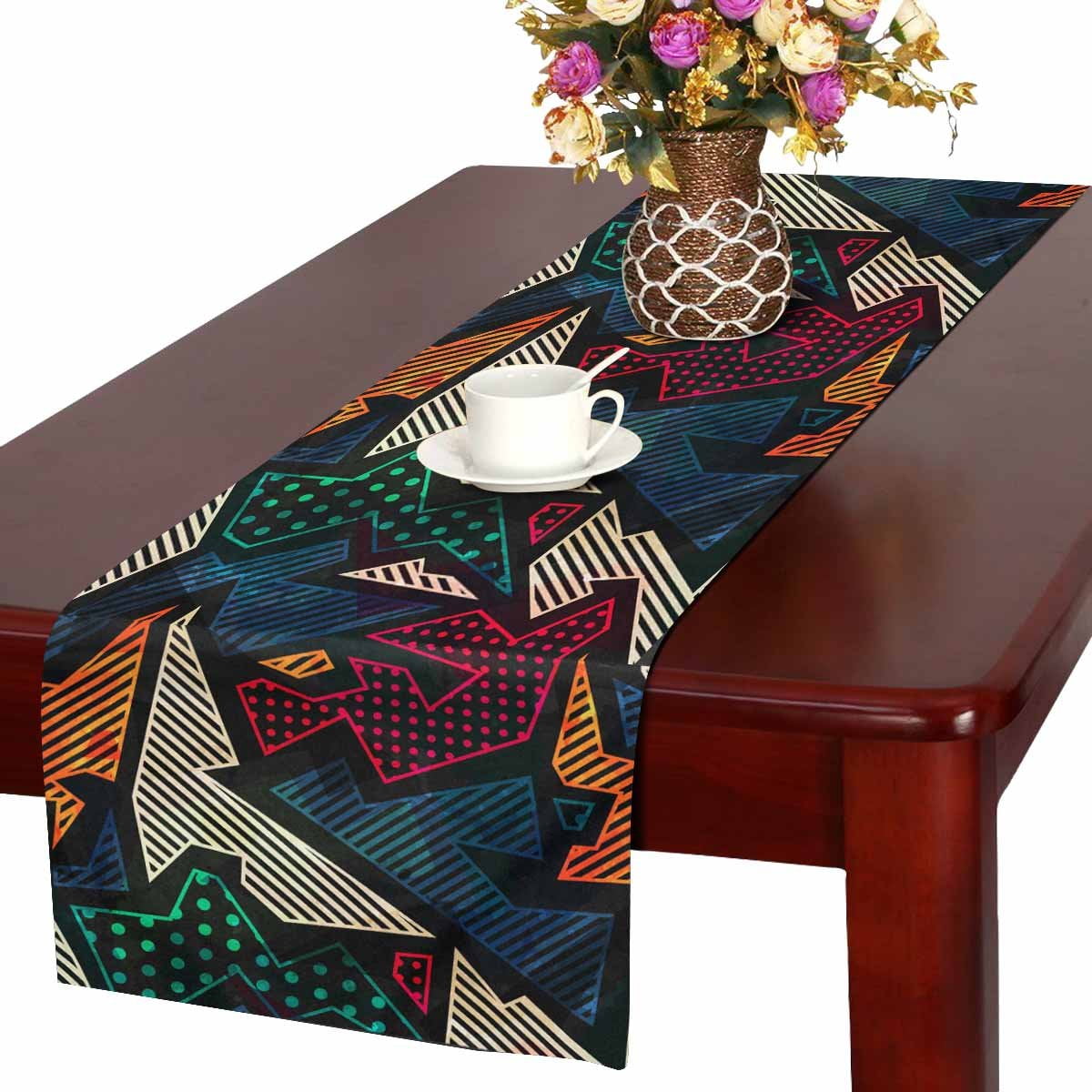 YUSDECOR Abstract Geometric Table Runner, Unique Pattern Table Cloth ...