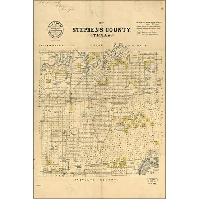 24"x36" Gallery Poster, Map of Stephens County, Texas 1870 - Walmart.com