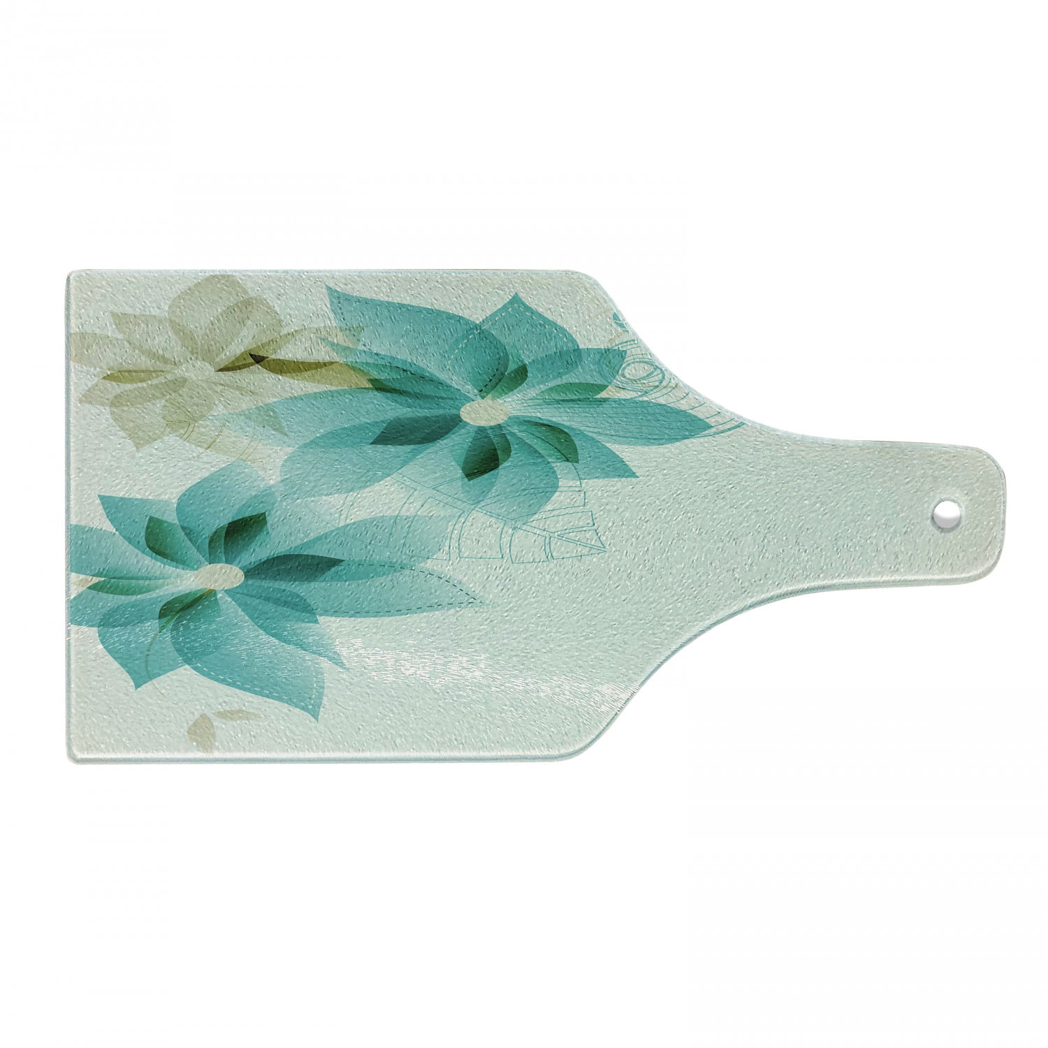 Teal Cutting Board, Vintage Inspired Floral Design with Abstract ...