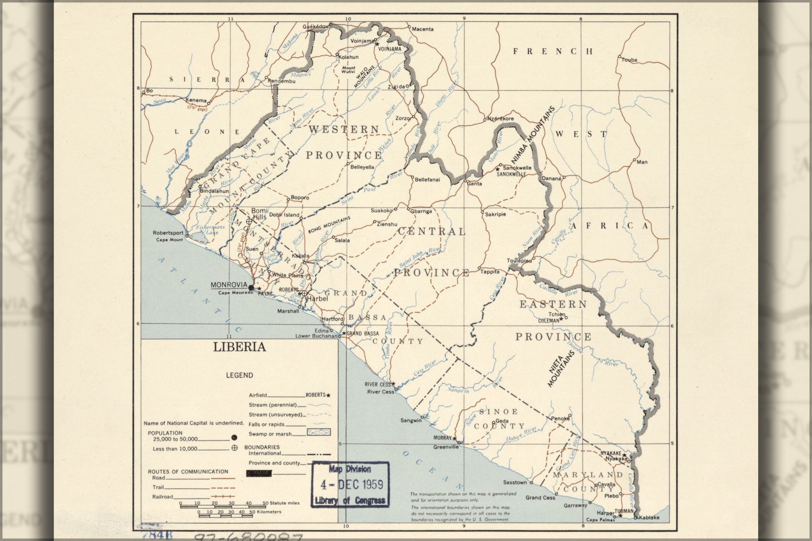 24"x36" Gallery Poster, cia map of Liberia. 1959 - Walmart.com