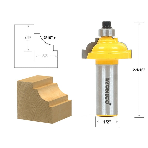 Yonico Classical Cove Edging Router Bit - 3/16" Radius -1/2" Shank ...