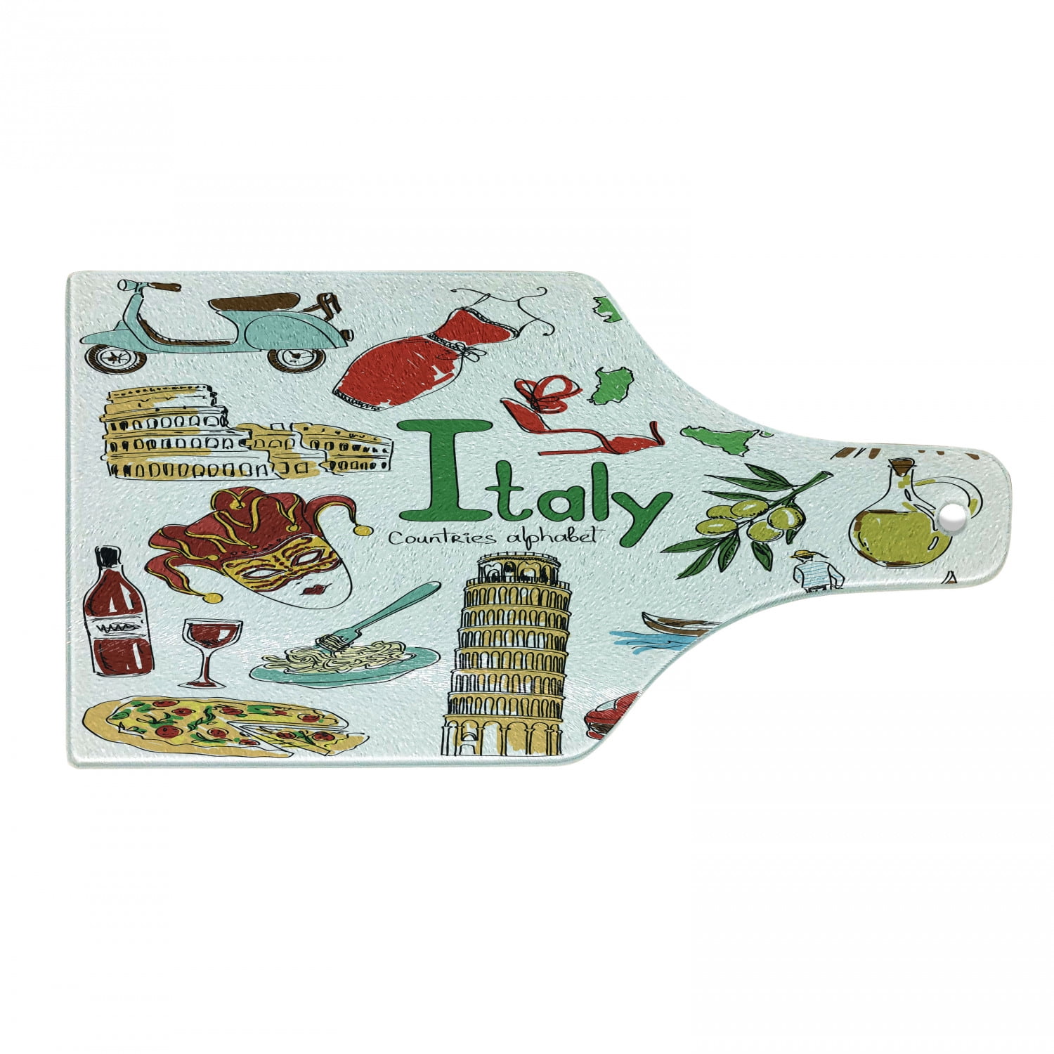 Italy Cutting Board, Fun Colorful Sketch Art Italy Countries Alphabet ...