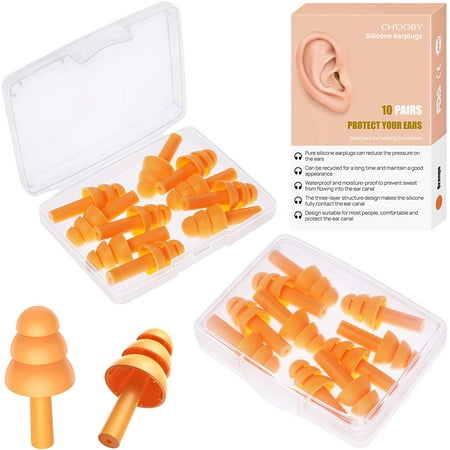 Reusable Silicone Ear Plugs, HTAIGUO 10 Pair Waterproof Noise Reduction ...