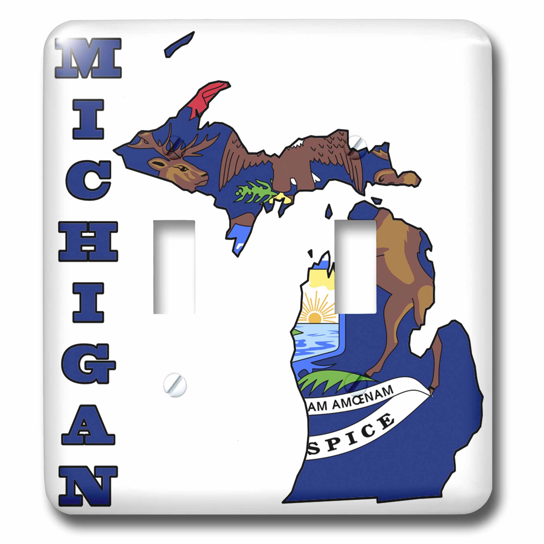 3dRose Michigan state flag in the outline map and letters for Michigan ...