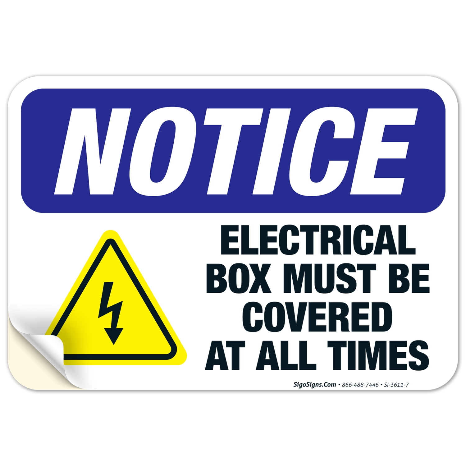 Electrical Box Must Be Covered At All Times Sign, OSHA Notice Sign ...