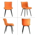 YOUNIKE Soft Dining Chair Set of 2 Orange Faux Leather Upholstered Full ...