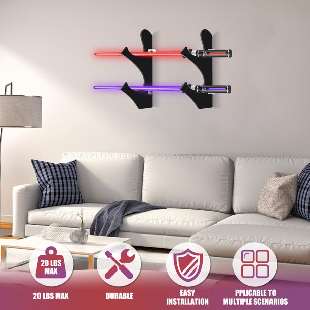 Eummy 2 Set Wall Mount Sword Holder 2-Tier Katana Display Stand ...