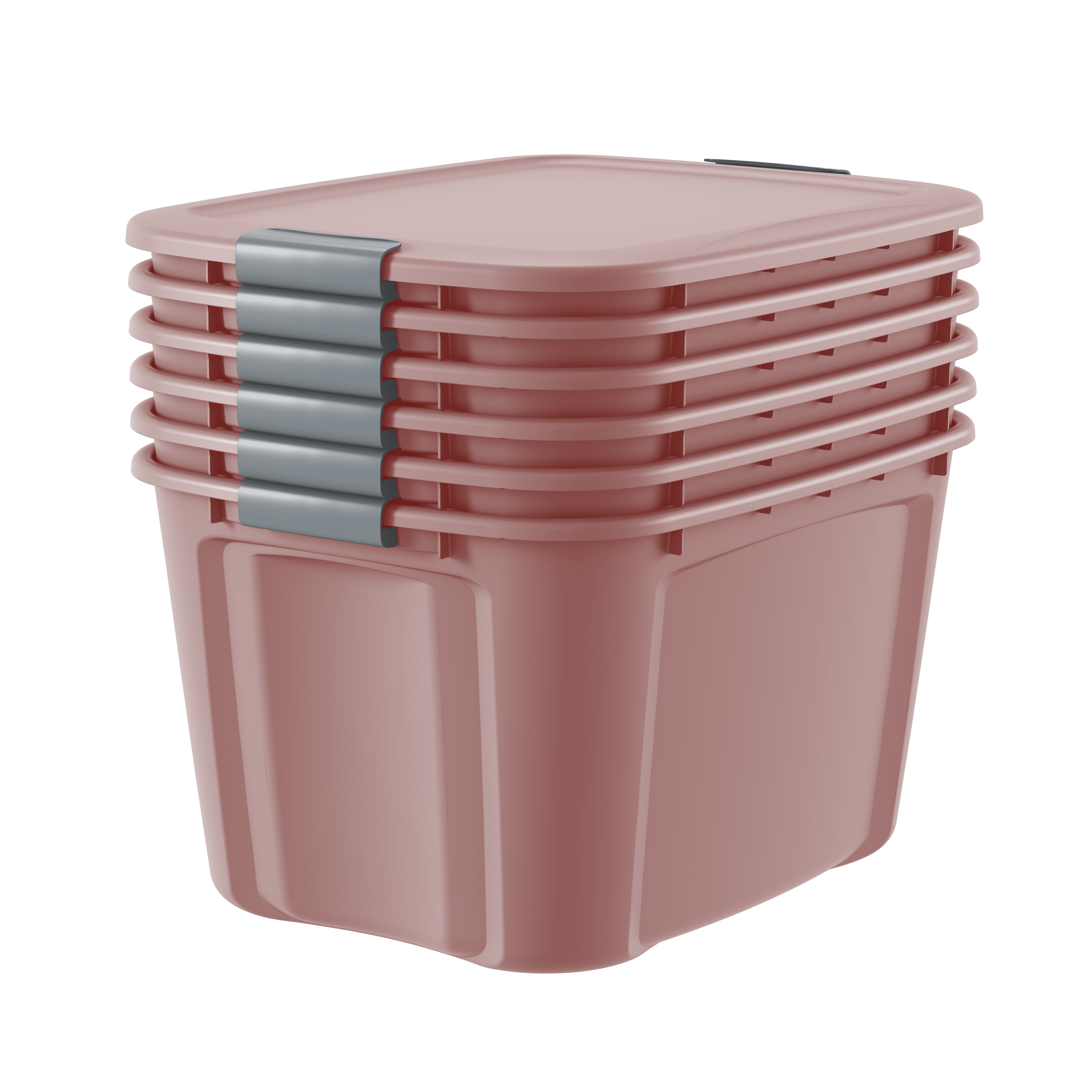 19 Gallon Locking Lid Dusty Pink Base + Lid with Soft Silver Latches ...
