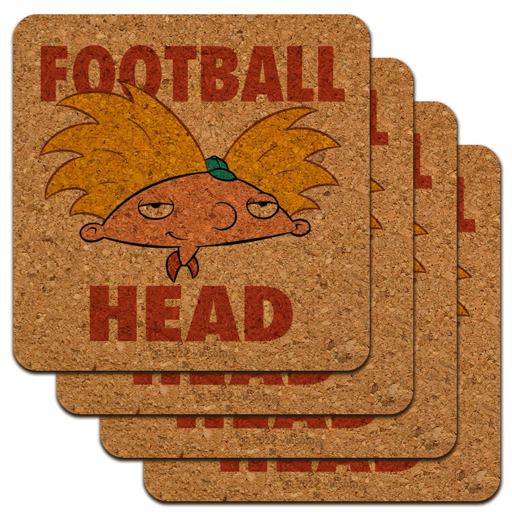 Hey Arnold! Football Head Low Profile Novelty Cork Coaster Set ...