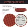 6.5" Red Waffle Heavy Cut Grip Foam Polish Buff Pad - DA Hook & Loop ...