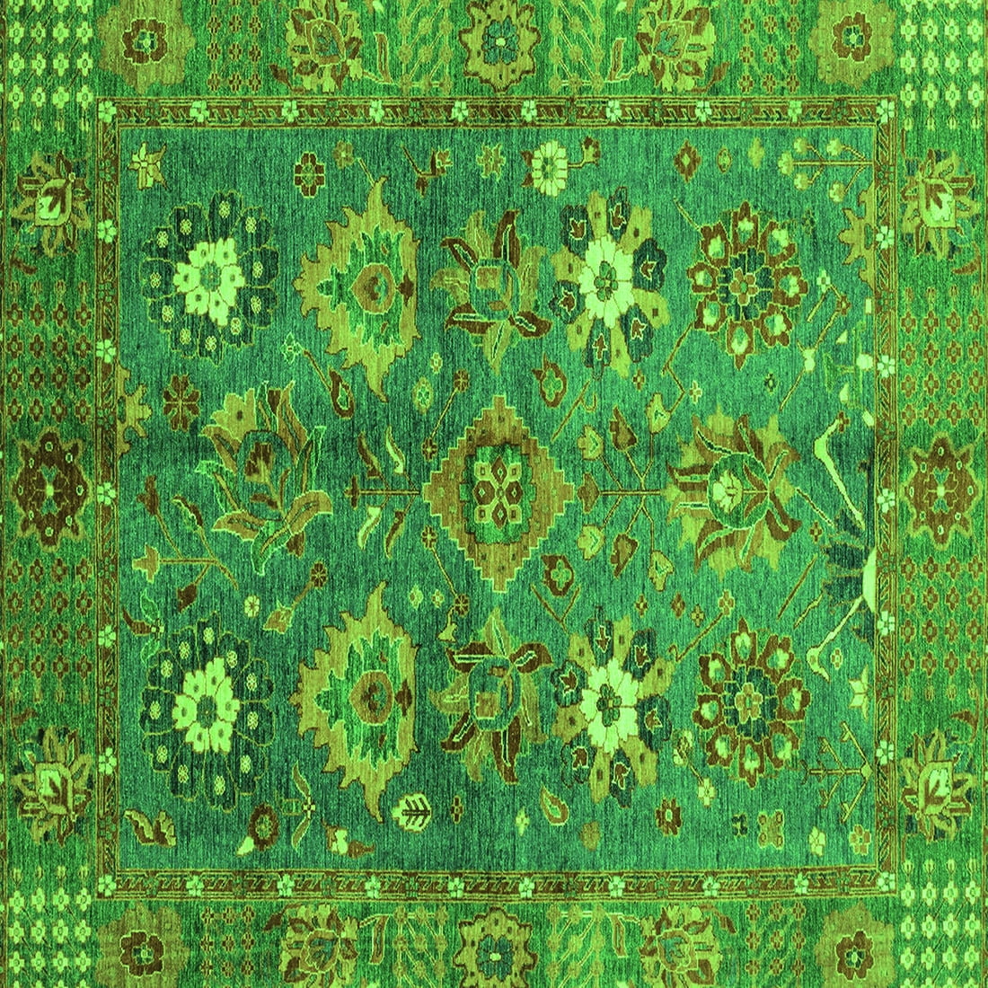 Ahgly Company Indoor Square Oriental Green Traditional Area Rugs, 8 ...