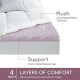 Twin Hybrid Memory Foam Mattress Topper, 4 inch 7 Zone Pressure Relief ...