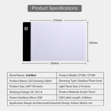 Kakbeir A5 Digital Drawing Tablet Led Light Box Graphic Tablets Pad Tracing Graphics Copy Board ...