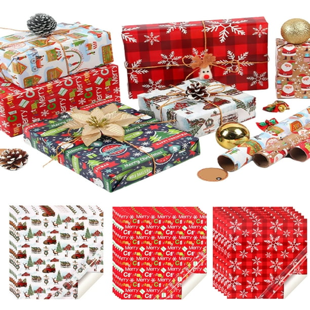 Bobasndm Christmas Gift Wrapping Paper, Red and White Paper with Shiny ...