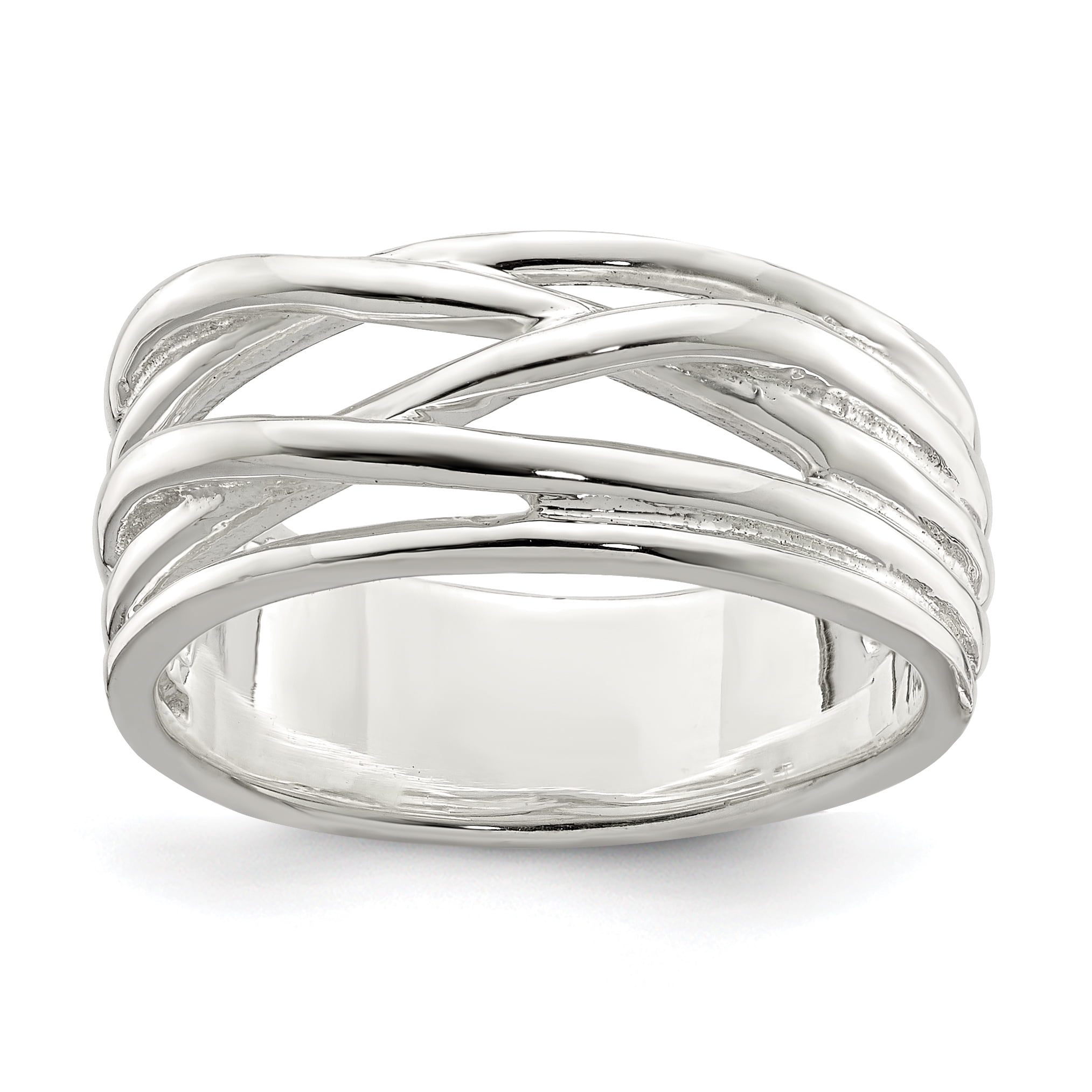 Lex & Lu Sterling Silver Polished 5 Band Intersecting Ring - Walmart.com
