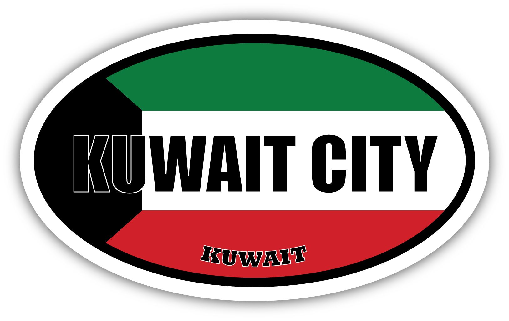 Kuwait City Kuwait Flag Oval Decal Vinyl Bumper Sticker 3x5 inches ...