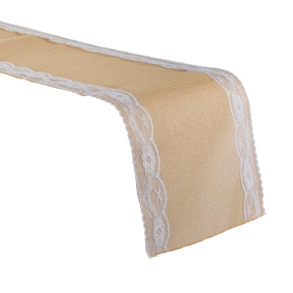 Pack of 1, Burlap Lace Table Runner 12" X 118" for Wedding, Birthday ...
