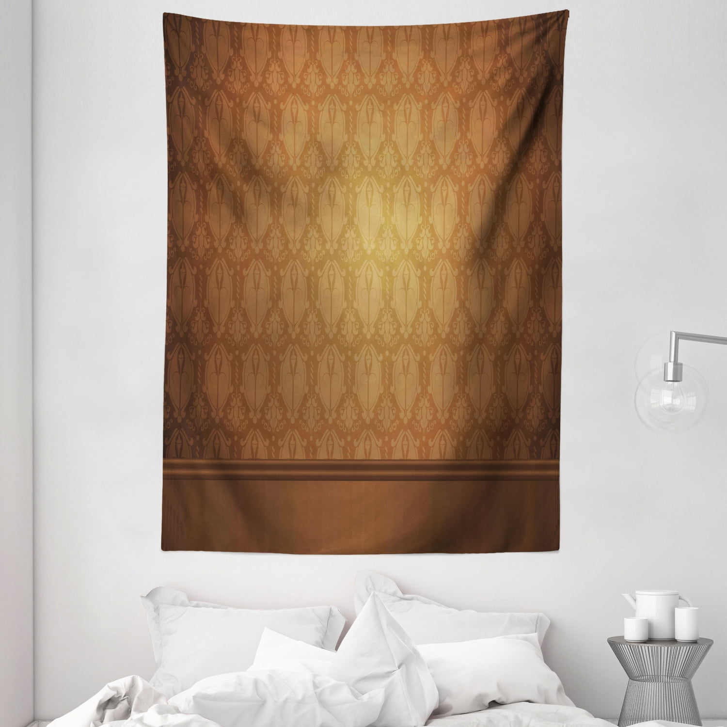 Tan Tapestry, Antique Motifs with Damask Flowers Victorian Ancient ...