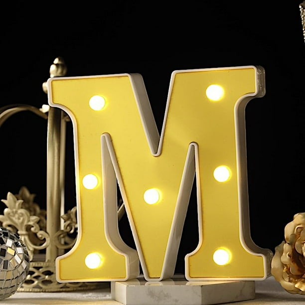 BalsaCircle 6" Gold M Marquee Warm White LED Lighted Sign Wedding ...