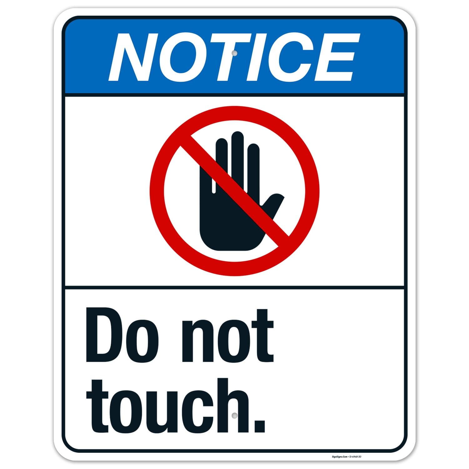 Do Not Touch Sign, ANSI Notice Sign, - Walmart.com
