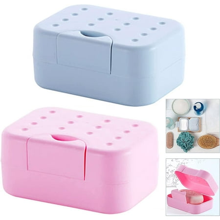 SHTUUYINGG Travel Soap Box 2 Pack Portable Soap Dish with Lid Plastic ...