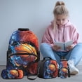 Bulopur Boys 17 Inch School Backpack, 4 in 1 Fire Ice Basketball Print ...