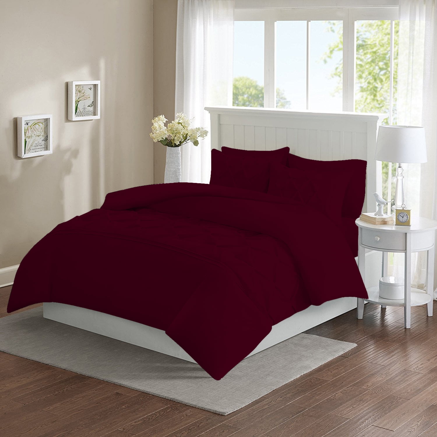 100% Egyptian Cotton 3Pcs Tufted Pattern Duvet Set - Solid (Wine ...