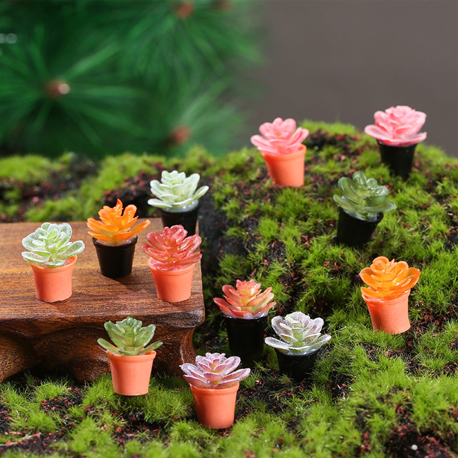 Visland Mini Artificial Flower Potted Plants Miniature Fairy Garden ...