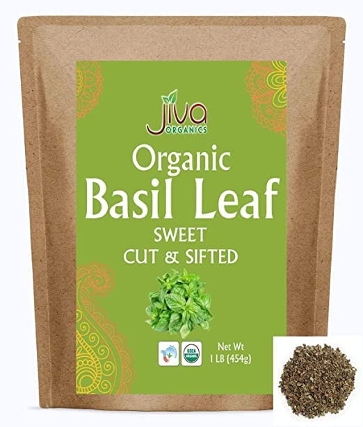 Jiva Organic Basil Leaves Dried 1 Pound Bulk Bag - Non-GMO, From Fresh ...